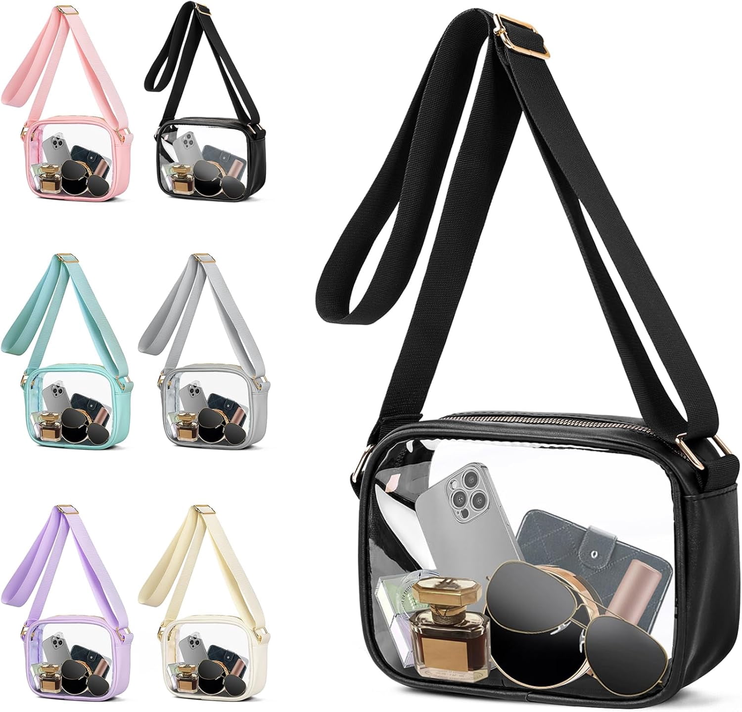 Stadium Approved Clear Crossbody Bag,Small See Through Purse Handbag ...