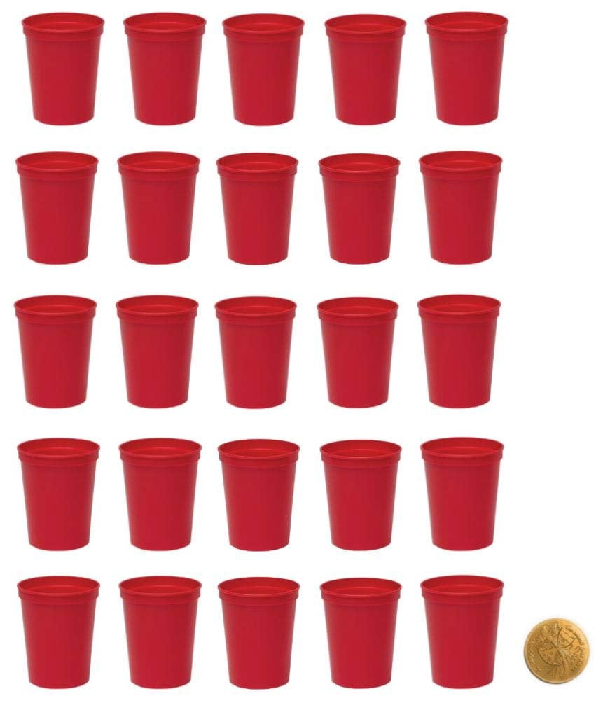 Stadium Cups, Pack of 25, Blank 16 oz Plastic Cups Red - Walmart.com