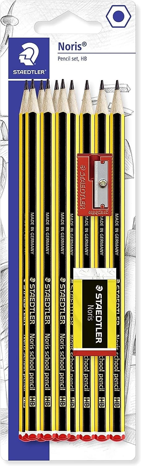 Staedtler 121 Noris Pencils with Mini Eraser and Single Hole Sharpener ...