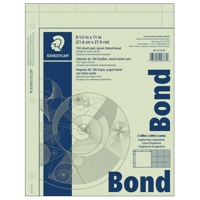 Staedtler® Engineering Computation Pad, 5 x 5 Grid, 100 Sheets ...
