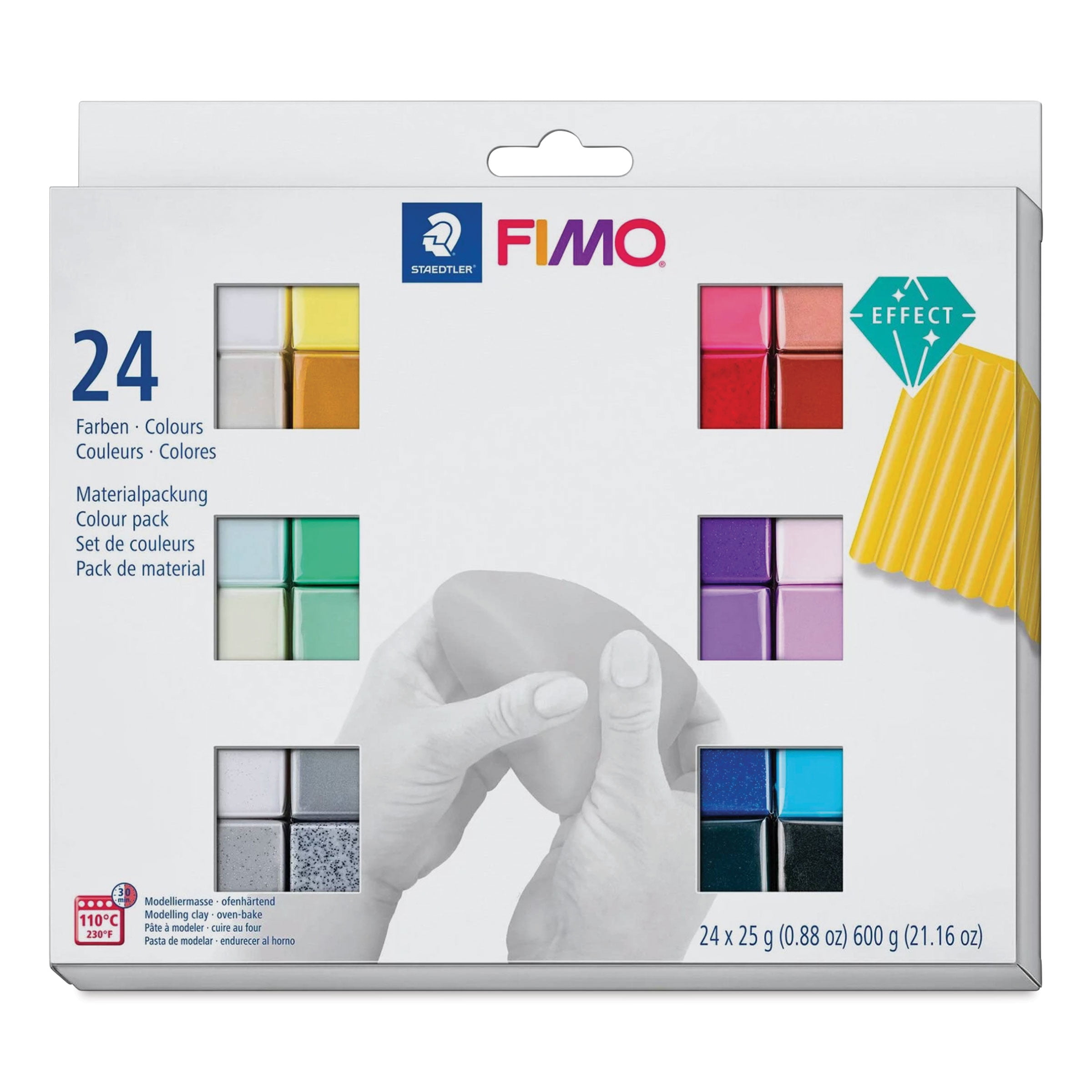 Staedtler Fimo Glitter Effect Polymer Clay - Assorted Colors, Set of 24 ...