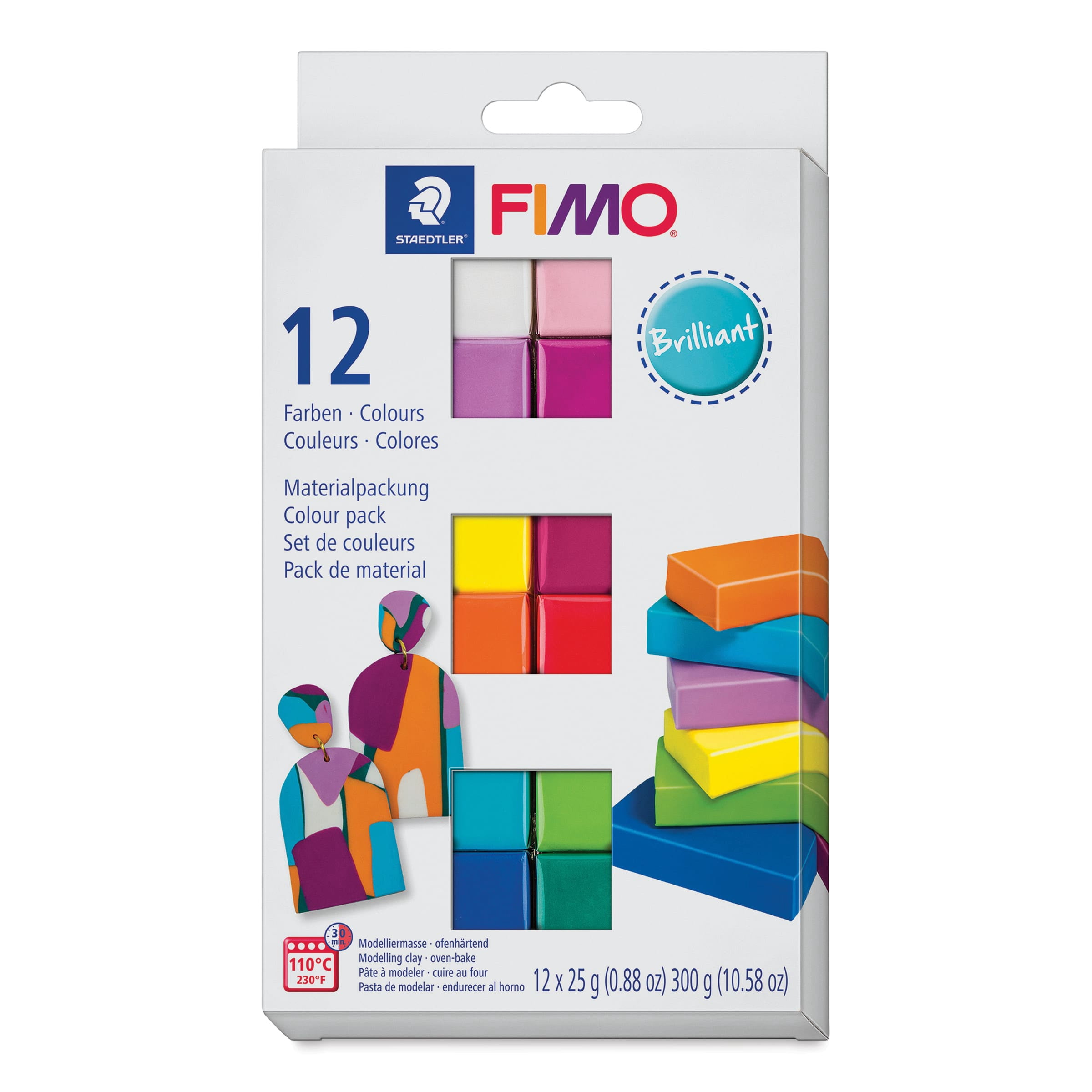 Staedtler Fimo Soft Polymer Clay - Brilliant Colors, Set of 12 ...