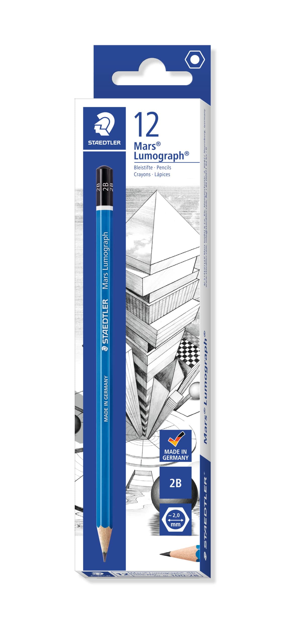 Staedtler Mars Lumograph 2B Graphite Art Drawing Pencil, Medium Soft ...