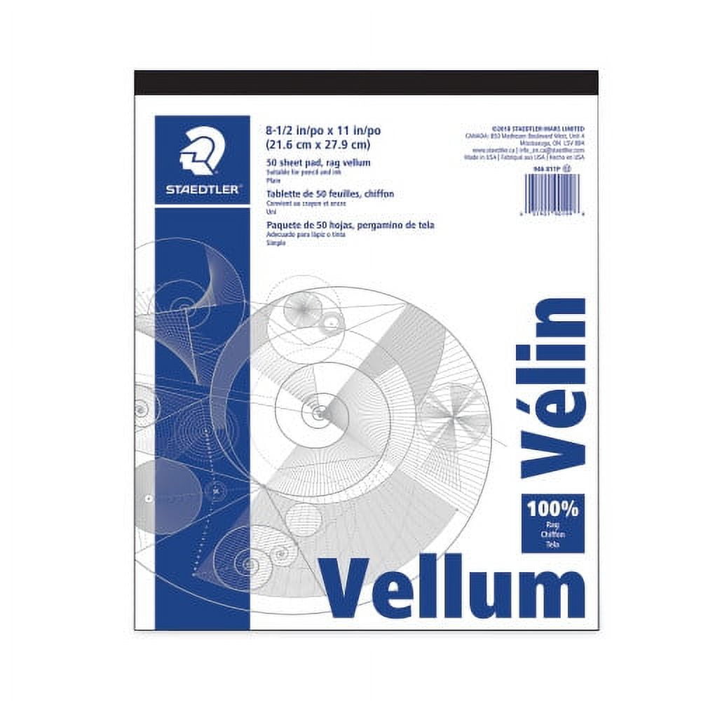 Staedtler Mars Translucent Vellum Art and Drafting Paper, 16 lb Bristol Weight, 8.5 x 11, 50/Pad ...
