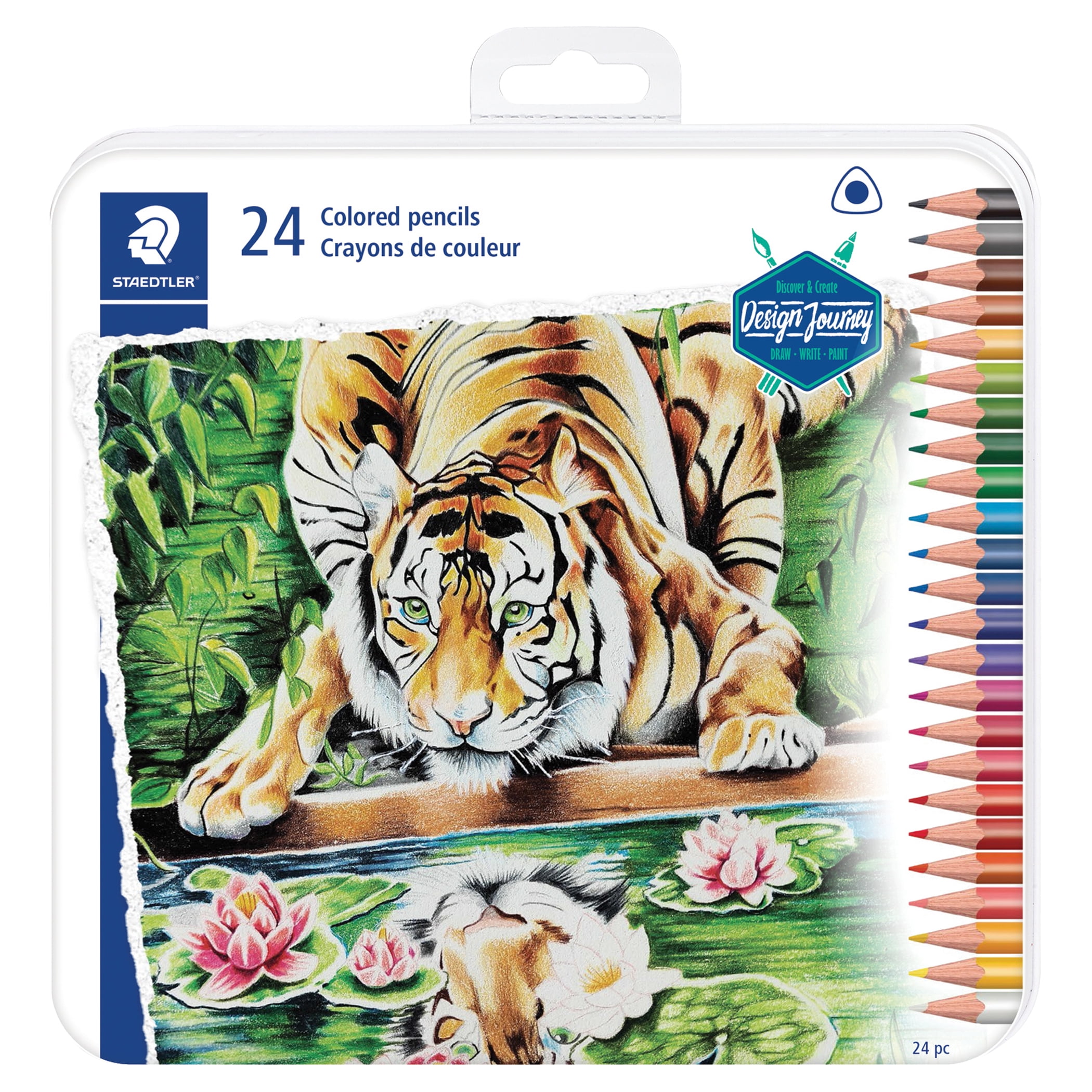 Staedtler Permanent Color Pencil Set, 24 Pack in Reusable Metal Tin ...