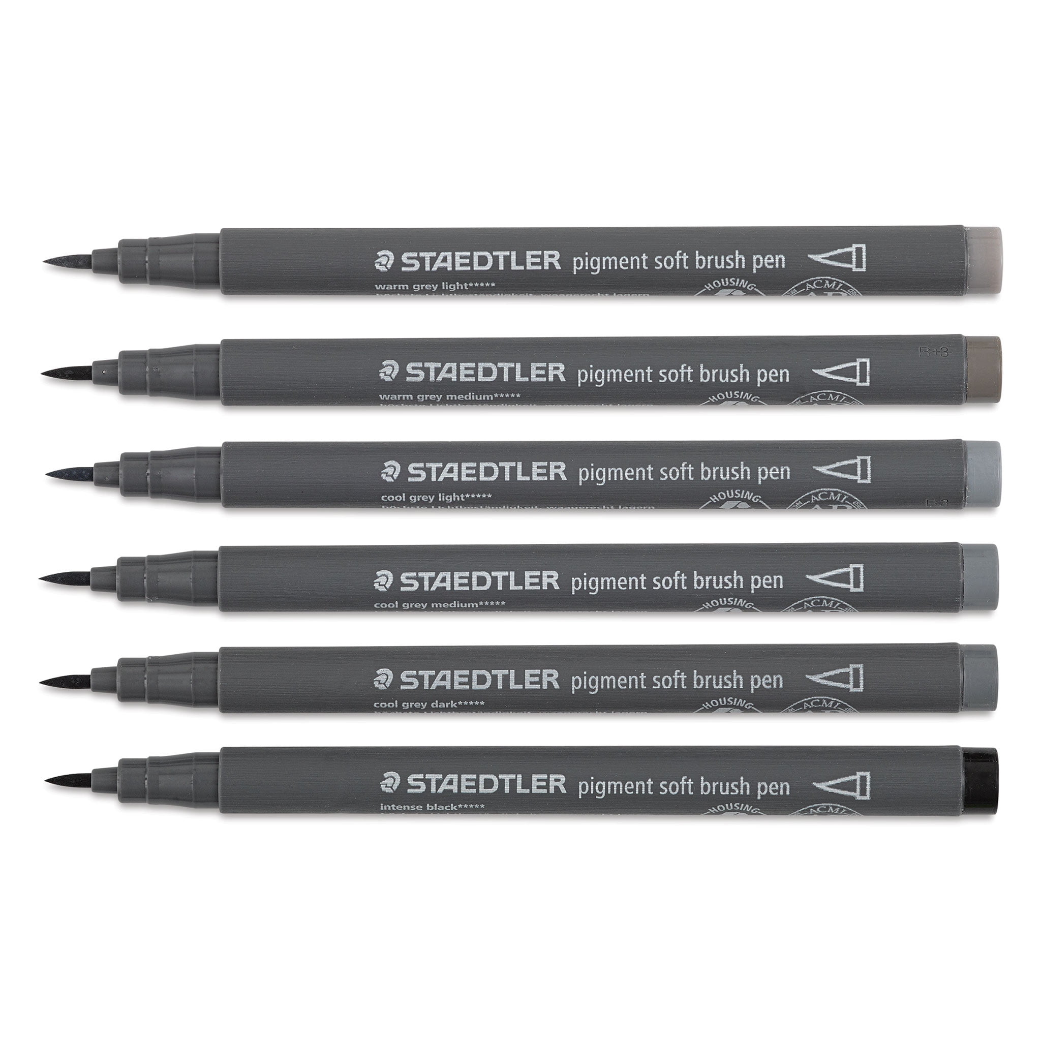 Staedtler Pigment Arts Soft Brush Pens - Grey Colors, Set of 6 ...