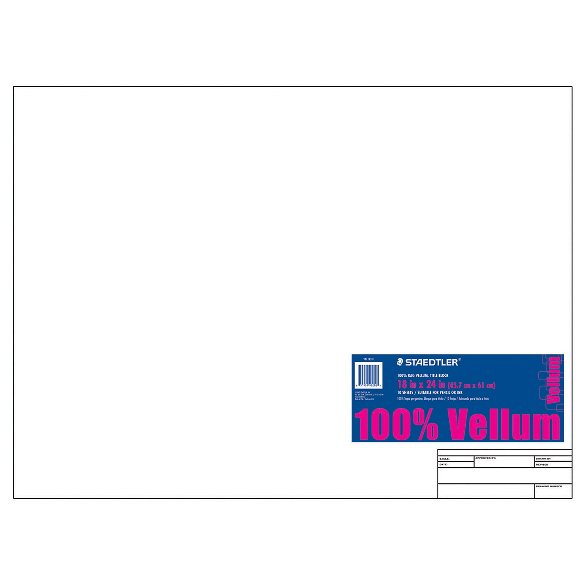 Staedtler® Vellum Paper With Title Block & Border, 18" x 24", 10 Sheets ...