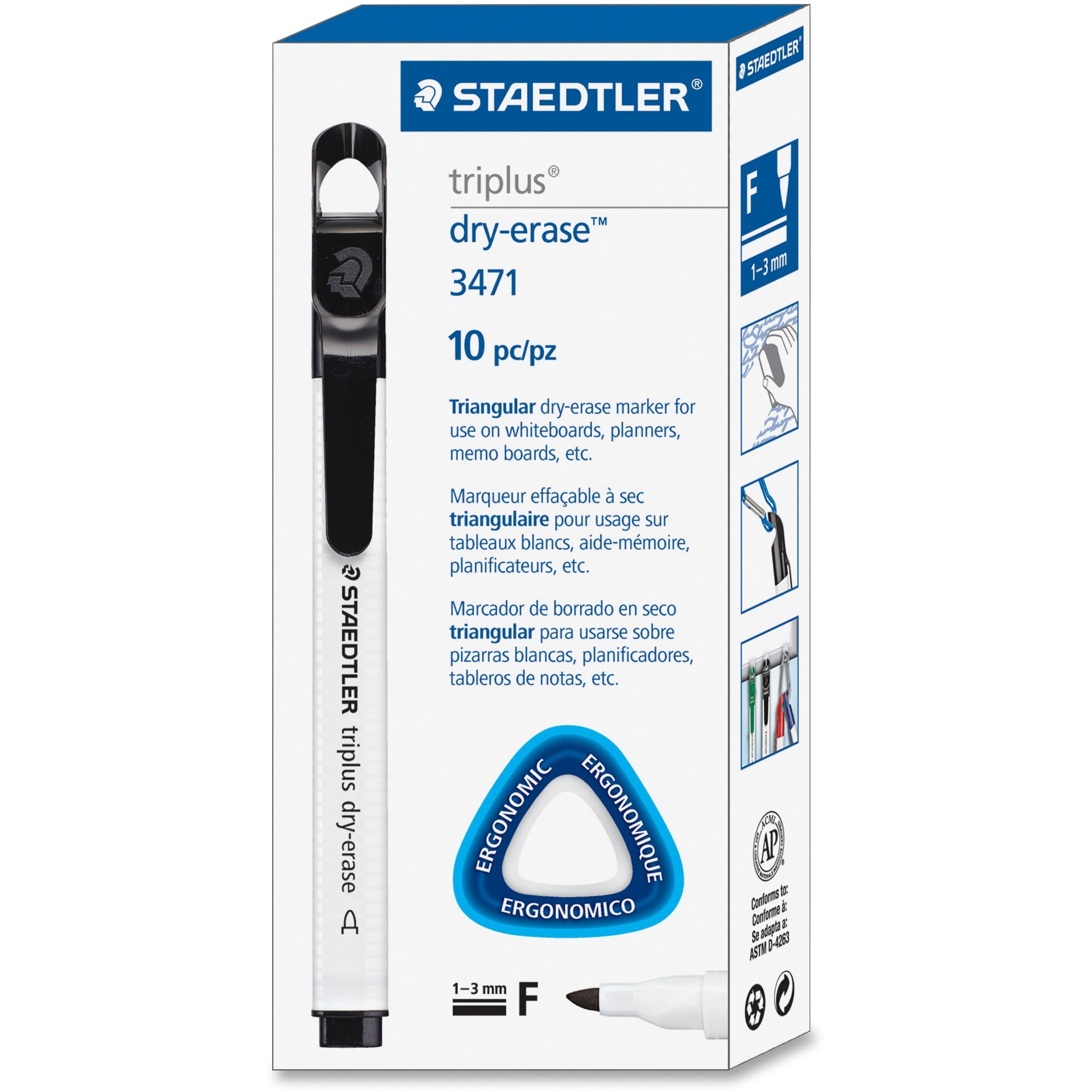 Staedtler, STD34719, Triplus Fine-tip Dry-erase Markers, 10 / Box ...