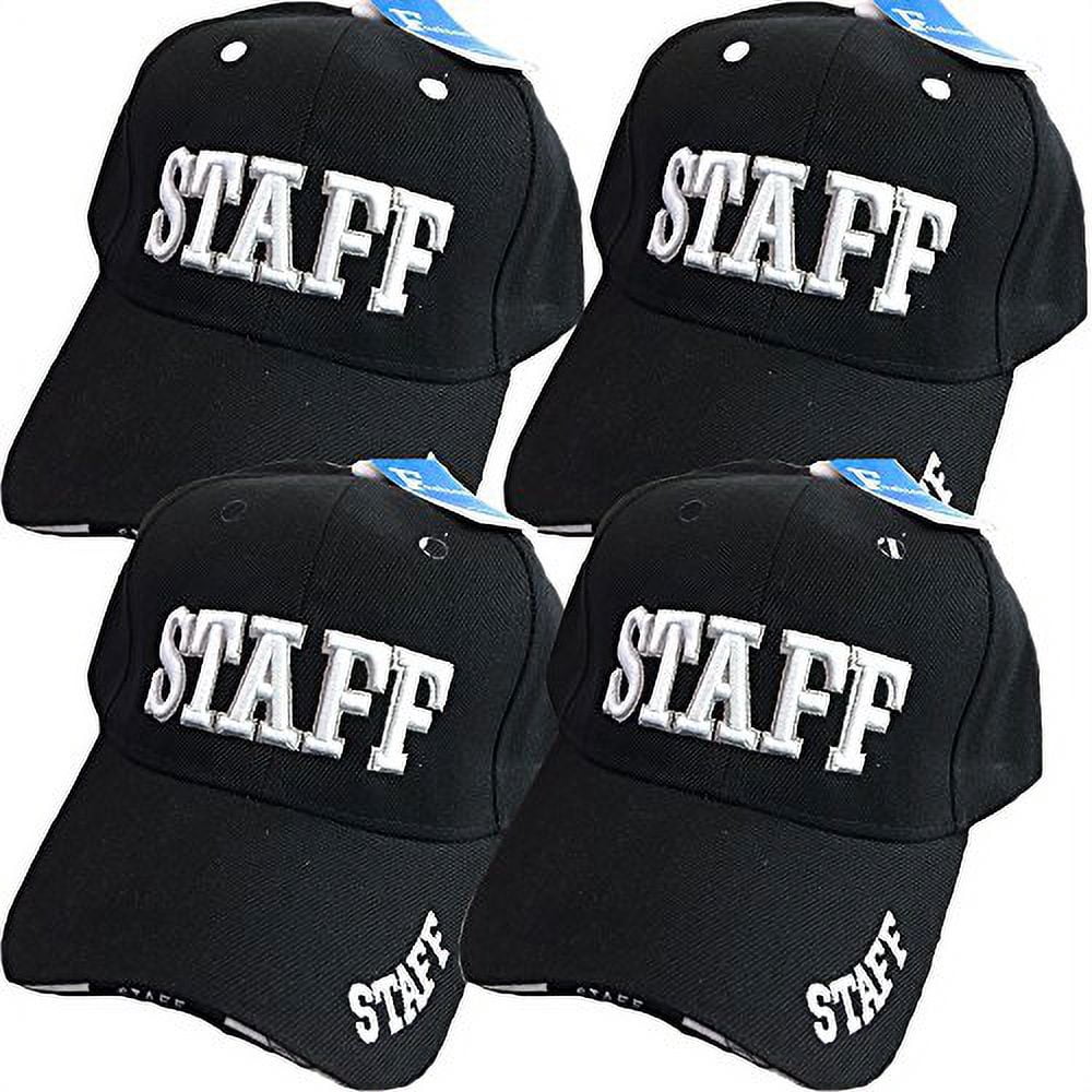 "Staff" High Definition Embroidered Baseball Cap - Black (4 Pack ...
