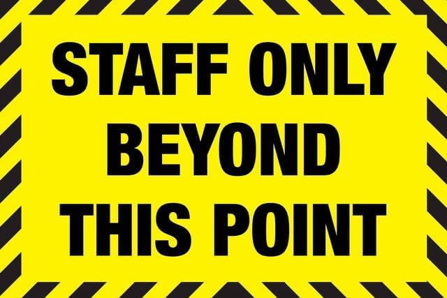 Staff Only Past This Point Bright Yellow And Black Funny Vintage Tin ...