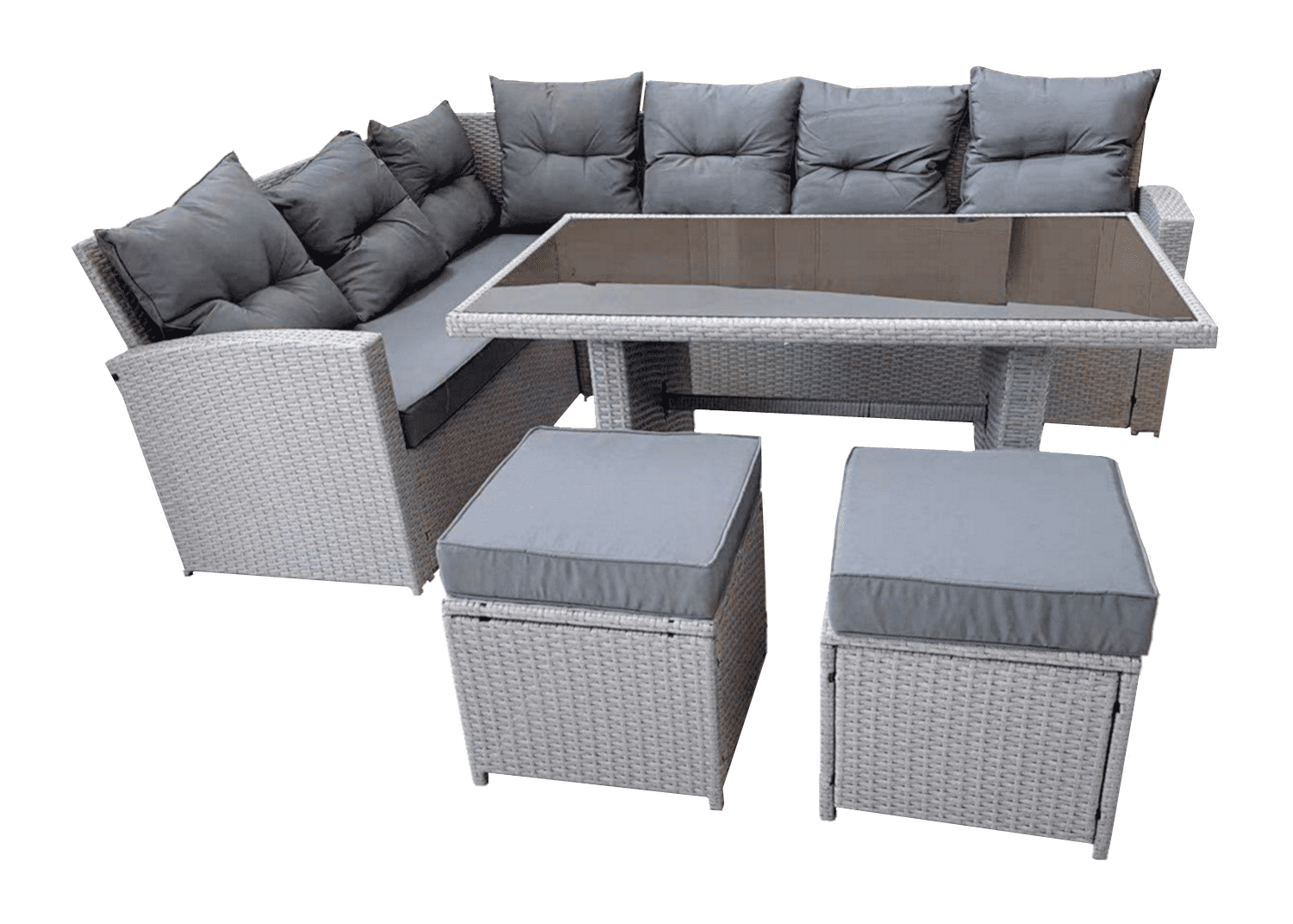 Staffora 10 Piece Outdoor Wicker Rattan Moduler Dining Set - Walmart.com