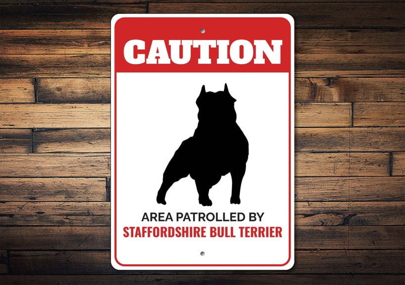 Staffordshire Bull Terrier Caution Dog Sign Stafford Mom Dog Breed ...