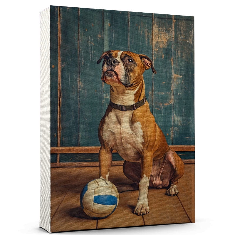 Staffordshire Bull Terrier Cute Dog Volleyball Poster Canvas – Retro ...