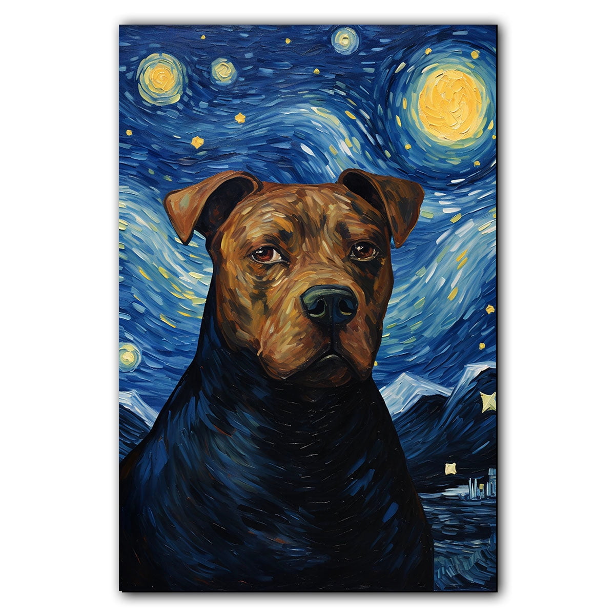 Staffordshire Bull Terrier Dog Art Starry Night Paintings Van Gogh ...
