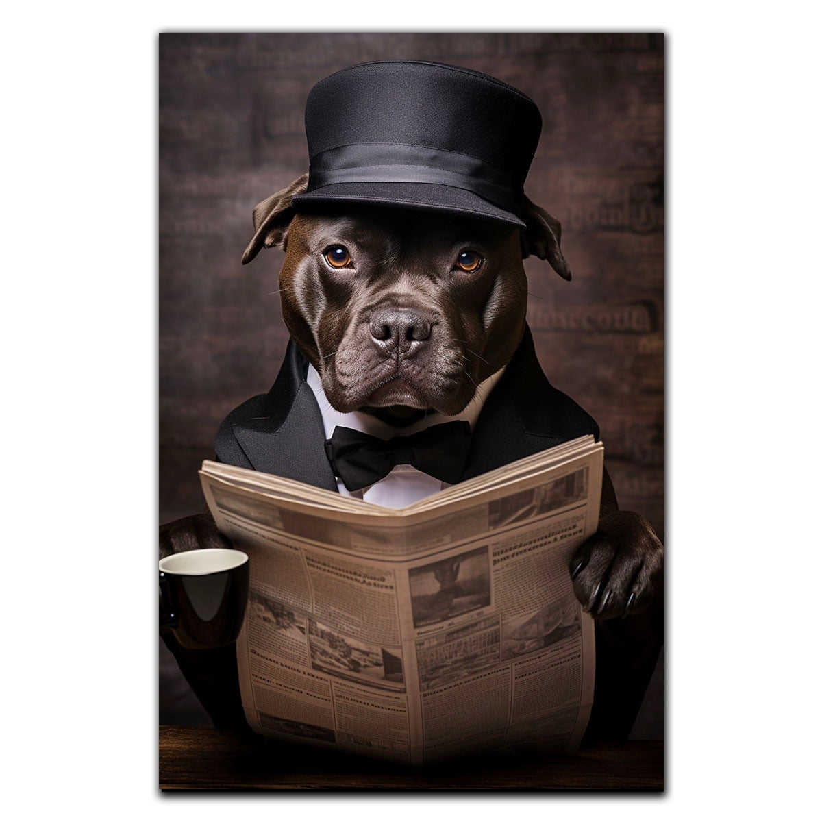 Staffordshire Bull Terrier Dog Reading Newspaper Wall Art Bathroom ...