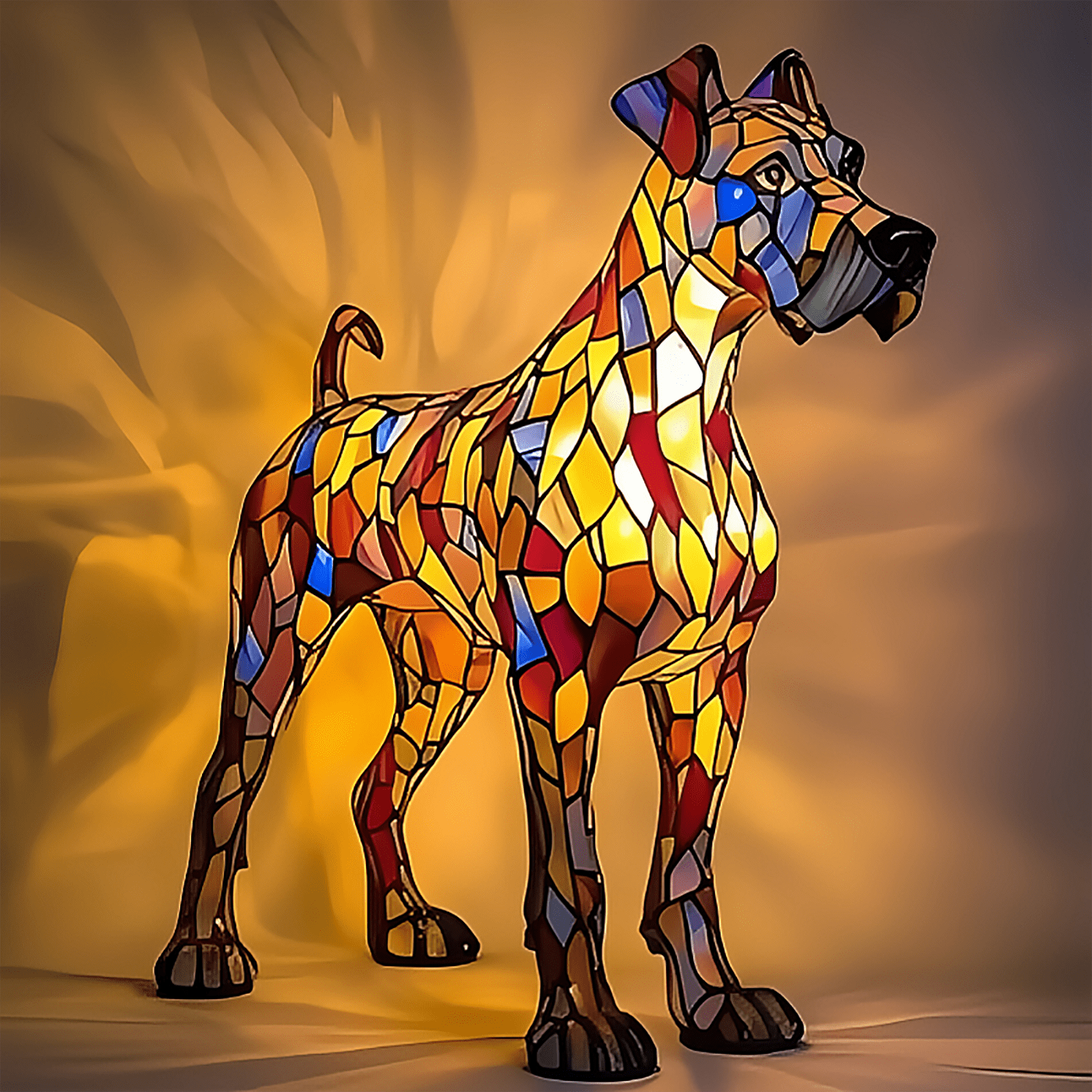 Staffordshire Bull Terrier Lamp Stained Resin Animal Dog Night Light ...