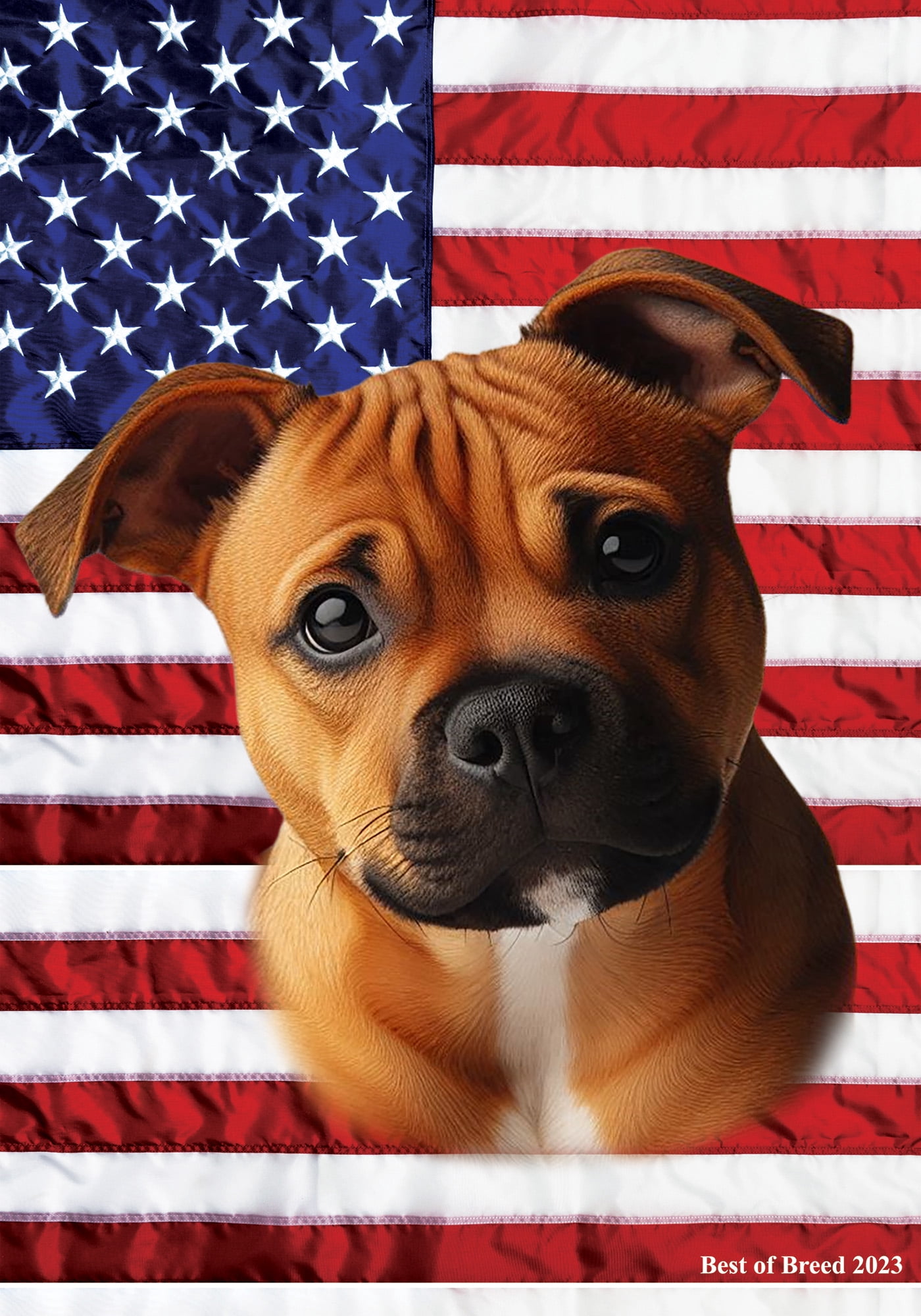 Staffordshire Bull Terrier Orange - Patriotic Patriotic III House Flag ...