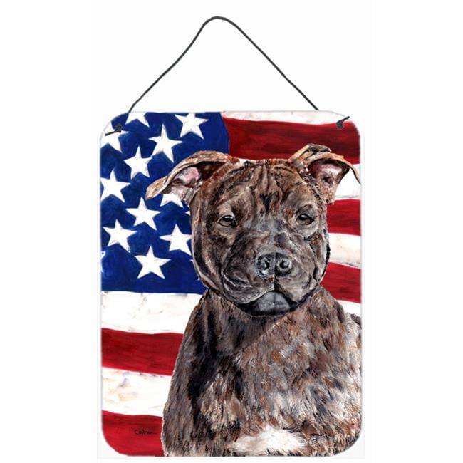 Staffordshire Bull Terrier Staffie With American Flag USA Aluminum ...
