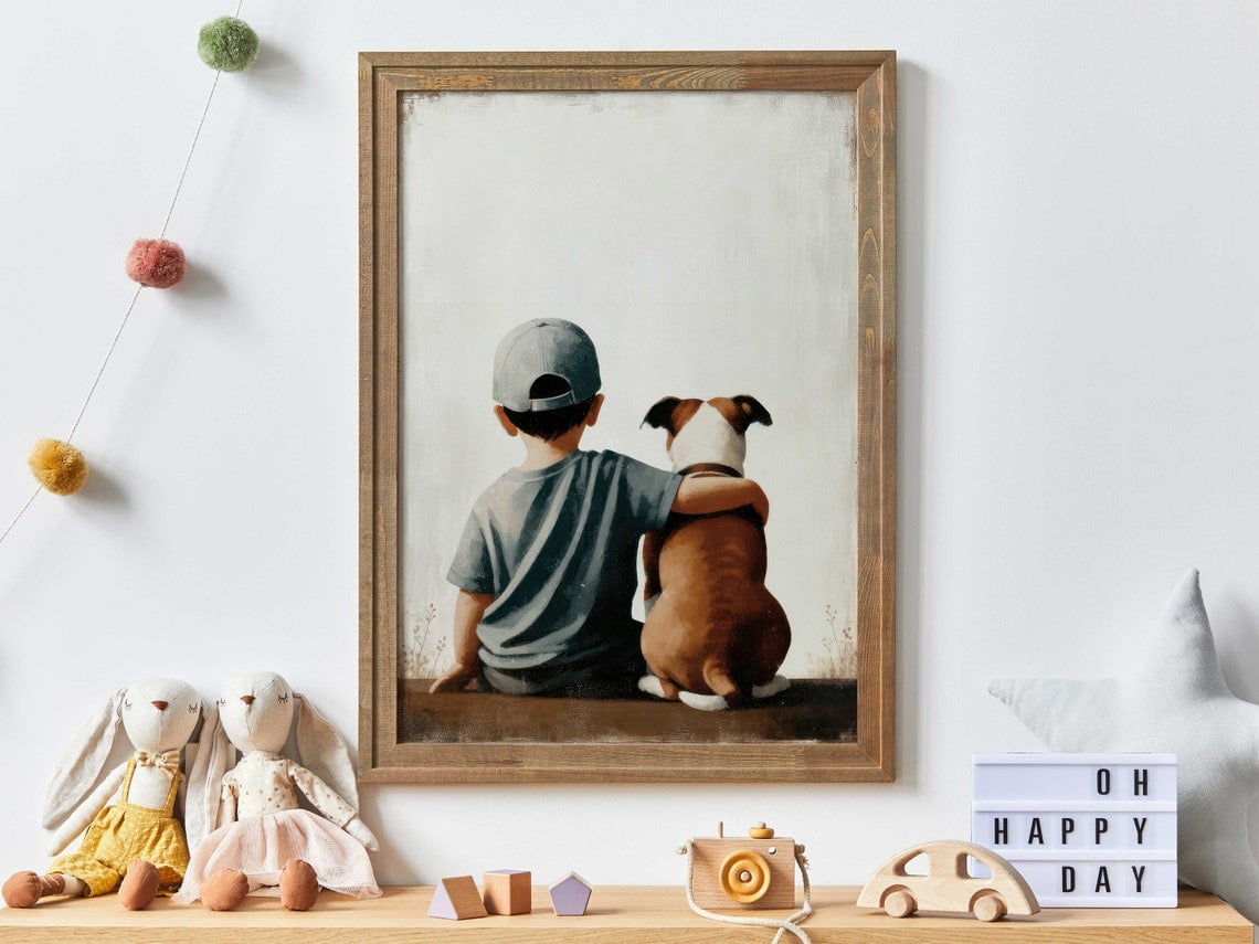Staffordshire Bullterrier Nursery Wall Art, Stafford Dog Print, Boy ...
