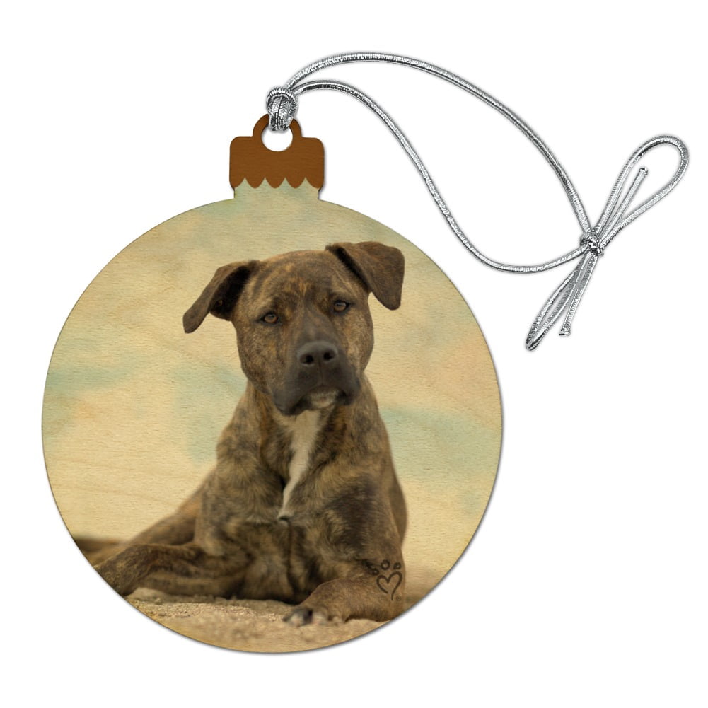 Staffy Staffordshire Bull Terrier Dog Sandy Beach Wood Christmas Tree ...