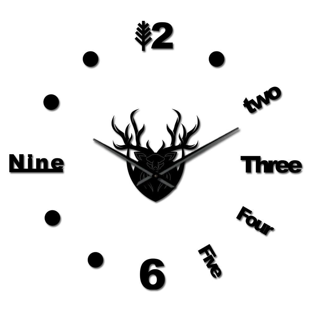 Stag Decal Sticker DIY 3D Large Wall Clock Buck Leader of Herd Clock ...
