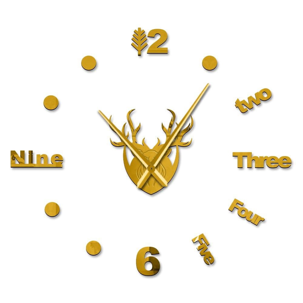 Stag Decal Sticker DIY 3D Large Wall Clock Buck Leader of Herd Clock ...