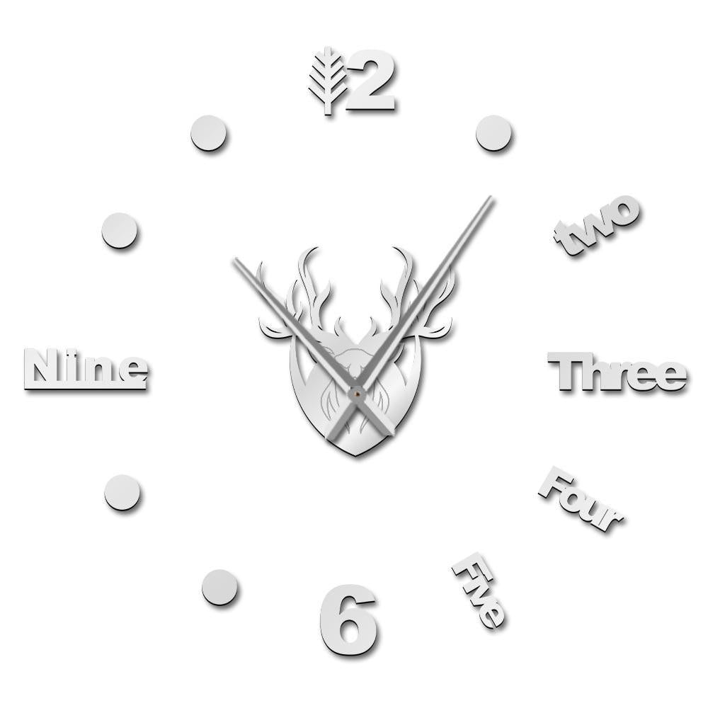 Stag Decal Sticker DIY 3D Large Wall Clock Buck Leader of Herd Clock ...