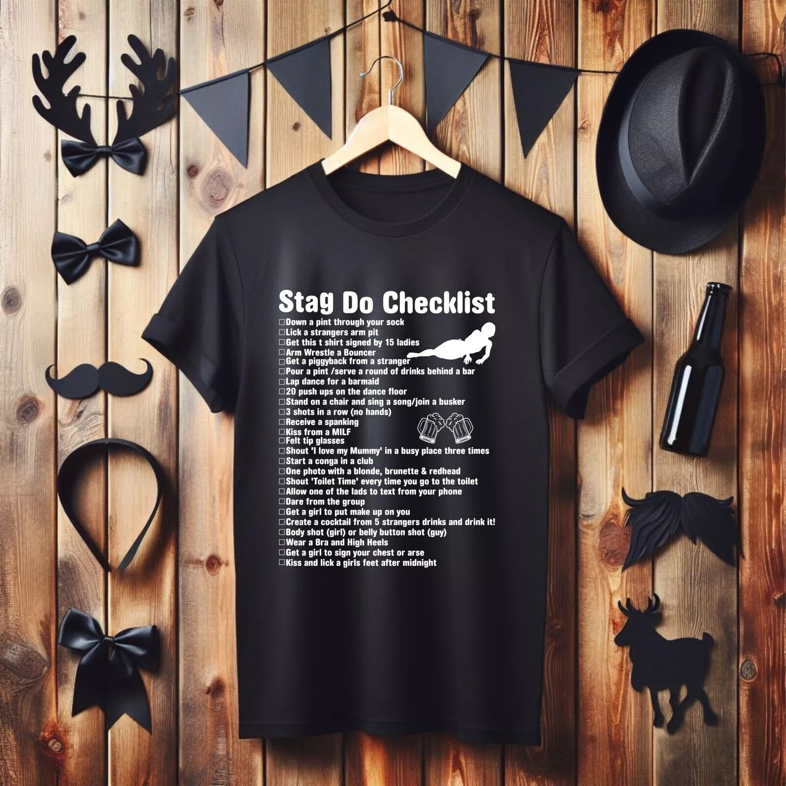 Stag Do T-Shirt, Stag Do Checklist t shirt, Groom's Party tshirt ...
