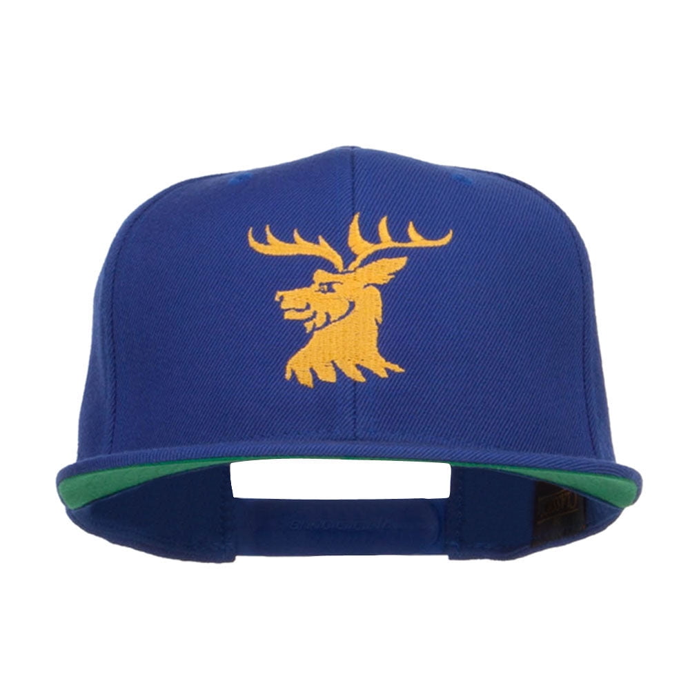 Stag Emblem Embroidered Snapback Cap - Royal OSFM - Walmart.com