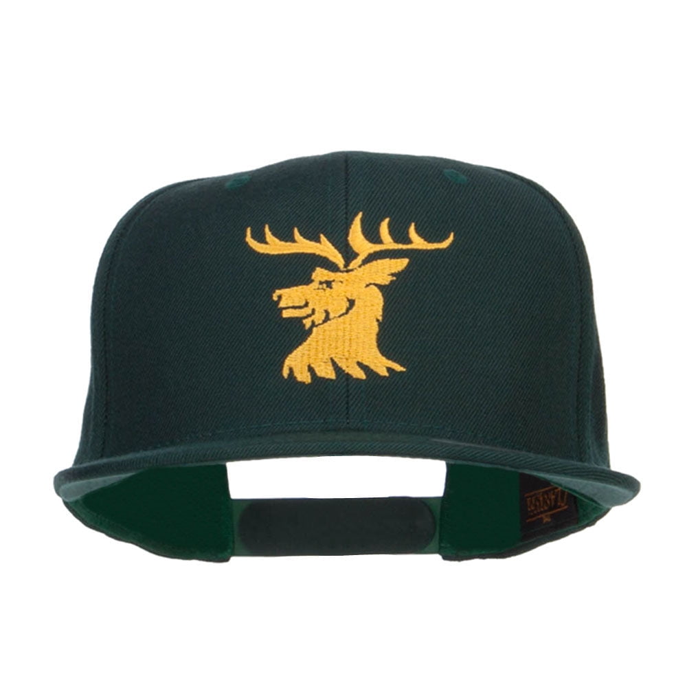 Stag Emblem Embroidered Snapback Cap - Spruce OSFM - Walmart.com
