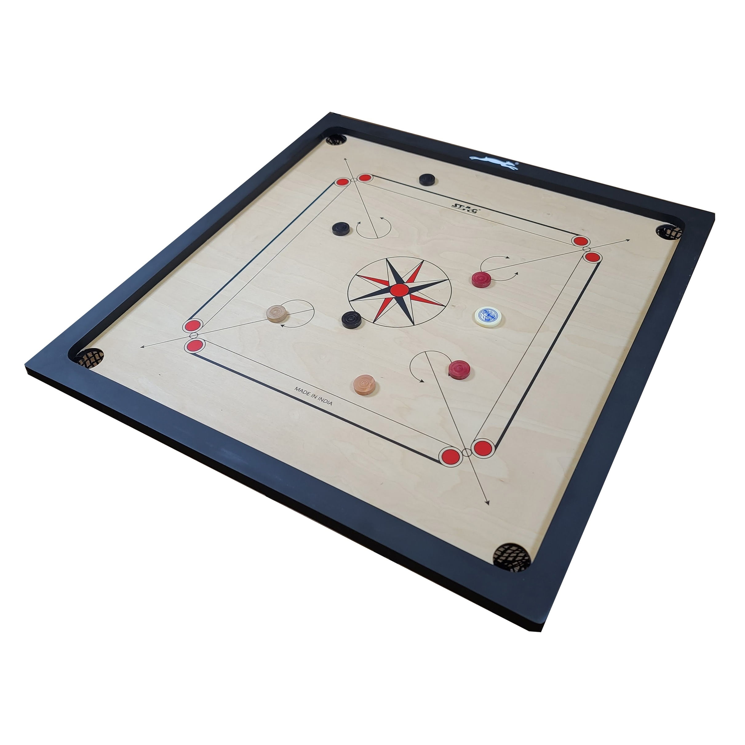 Stag® Family Fun Carrom Board Game with Coins and Striker, 29 ...