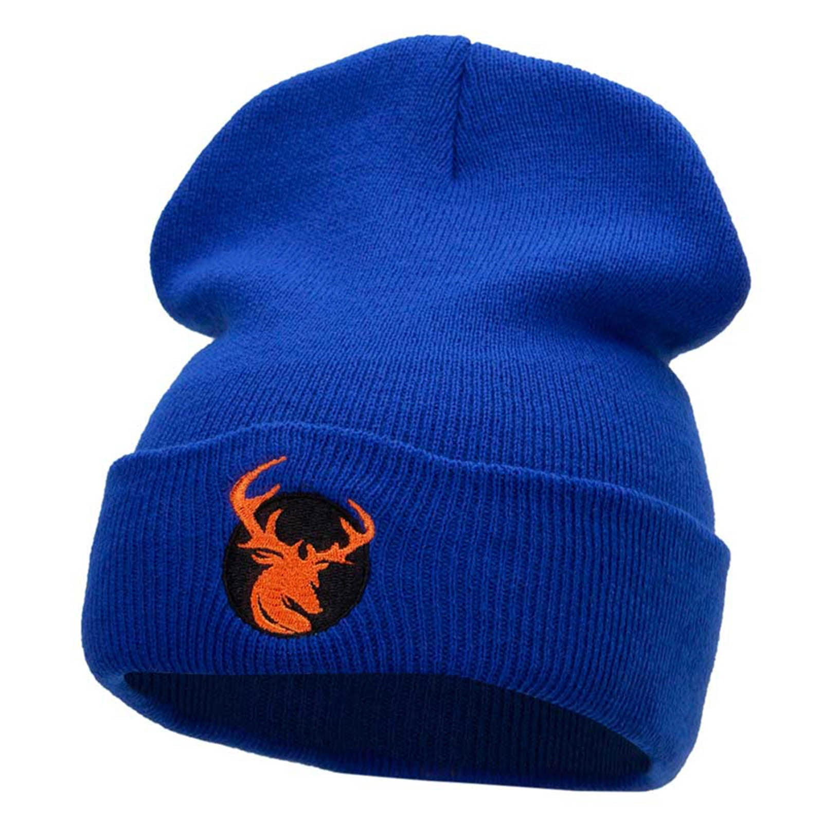 Stag Insignia Embroidered 12 Inch Solid Long Beanie Made in USA - Royal ...