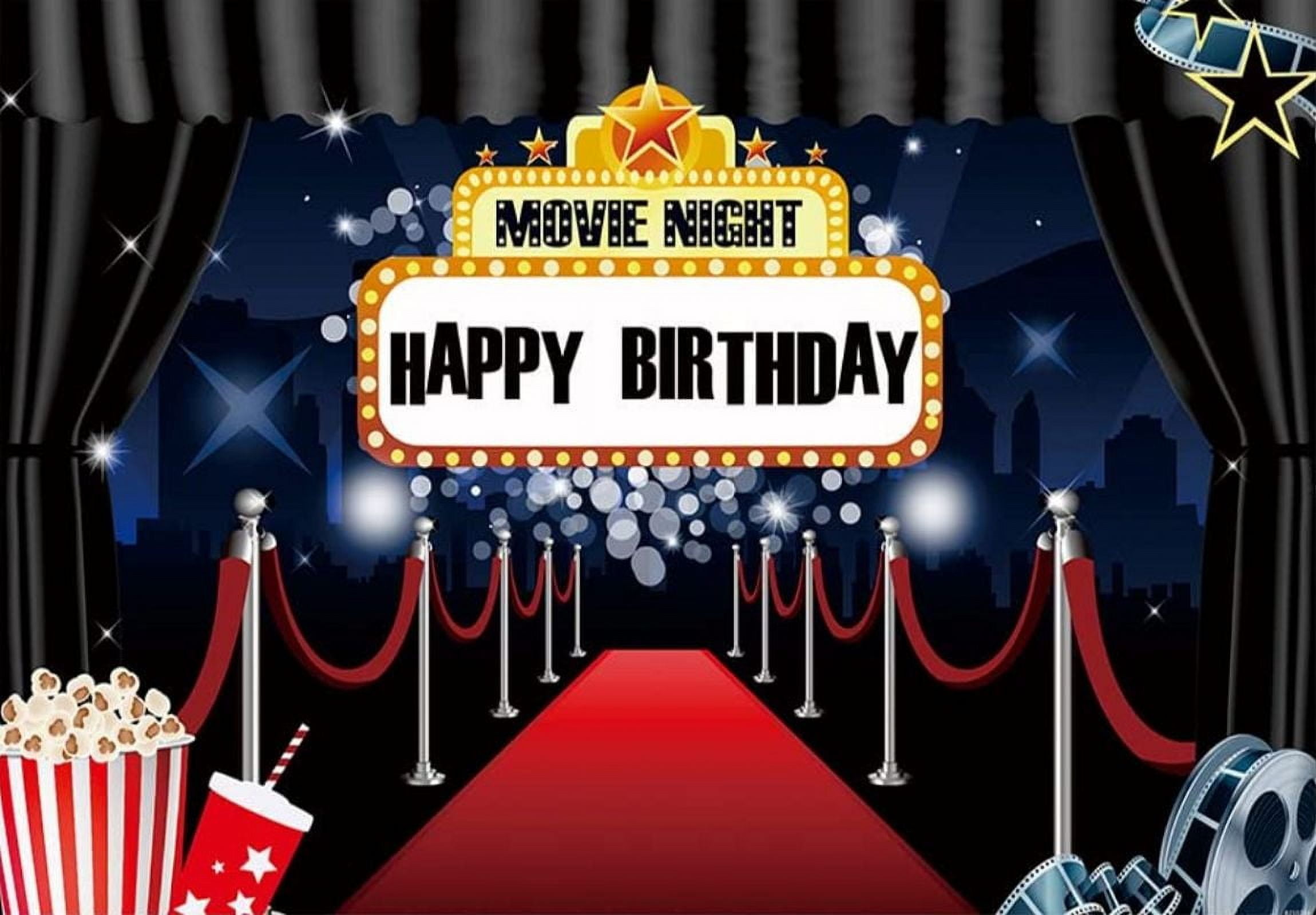 Stage Background Golden Custom Birthday Backdrop Banner ration Music ...