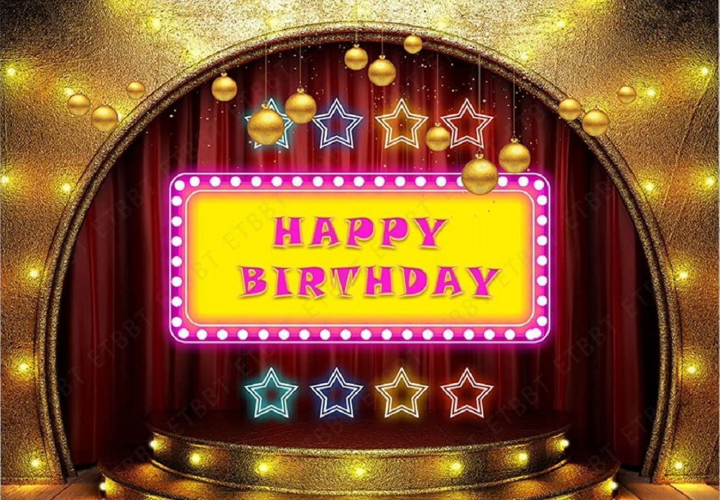Stage Background Golden Custom Birthday Backdrop Banner ration Music ...