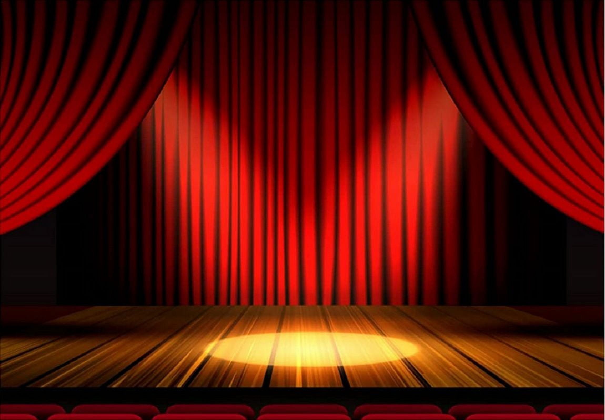 Stage Birthday ration Golden Background Photo Red Drapes Curtains ...