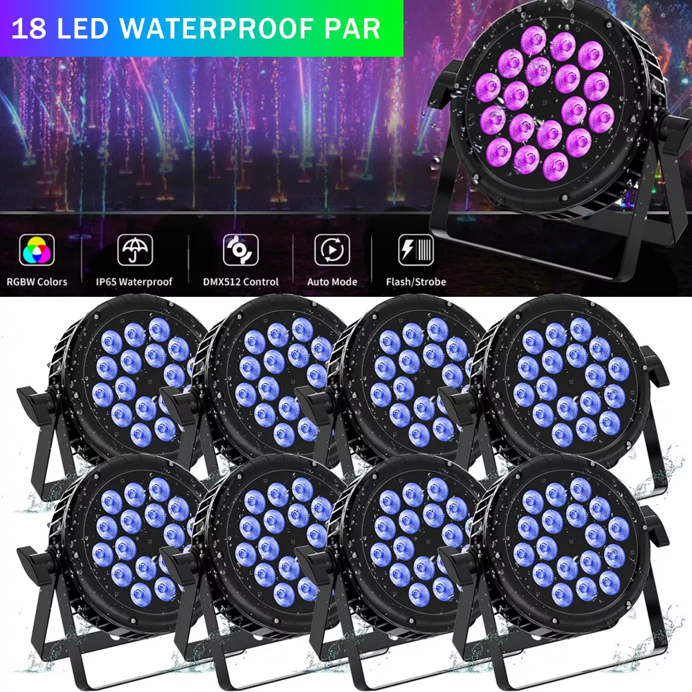 Stage Lights, 18 RGBW LED Par Lights Sound Activated DMX Control for DJ Party Effect Lighting 8 ...
