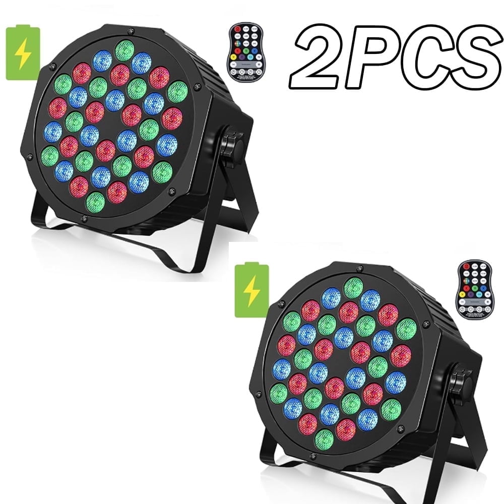 Stage Lights,36 LED Rechargeable DJ Par Lights, RGB Party Lights with Sound Activation & Remote ...