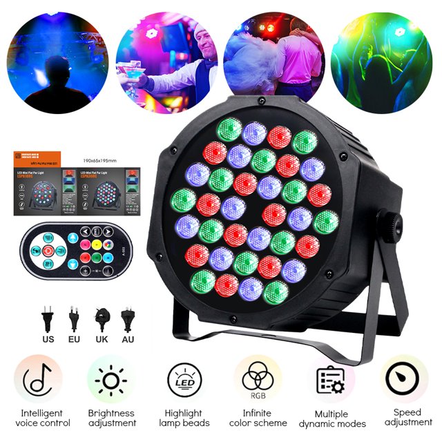 Stage Lights,DFITO 36 LED Light RGB Party Lights Uplights with Sound Activated Remote DMX ...