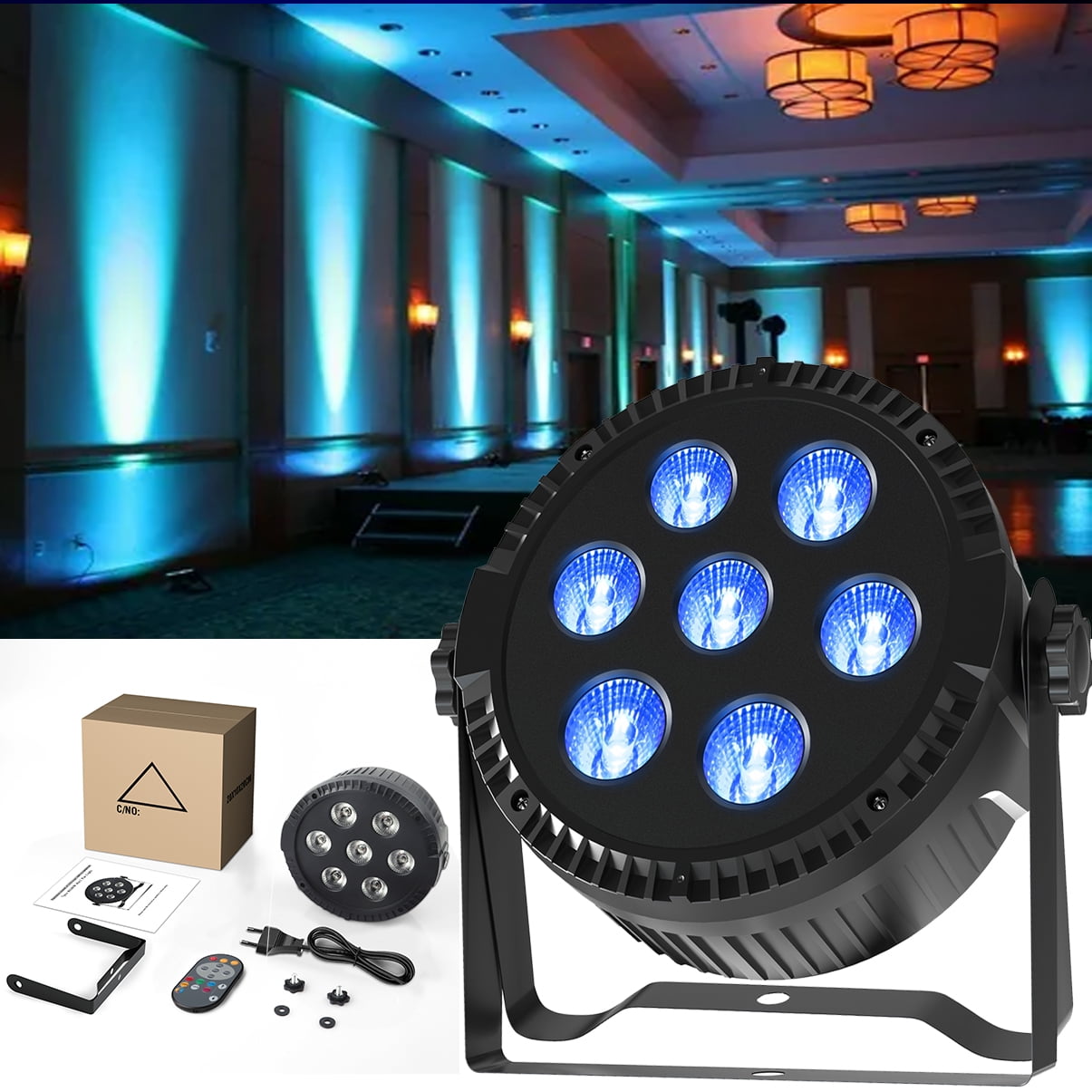 Stage Lights, LED Par Lights RGBW DJ Stage Lighting 7x6W Uplights for ...