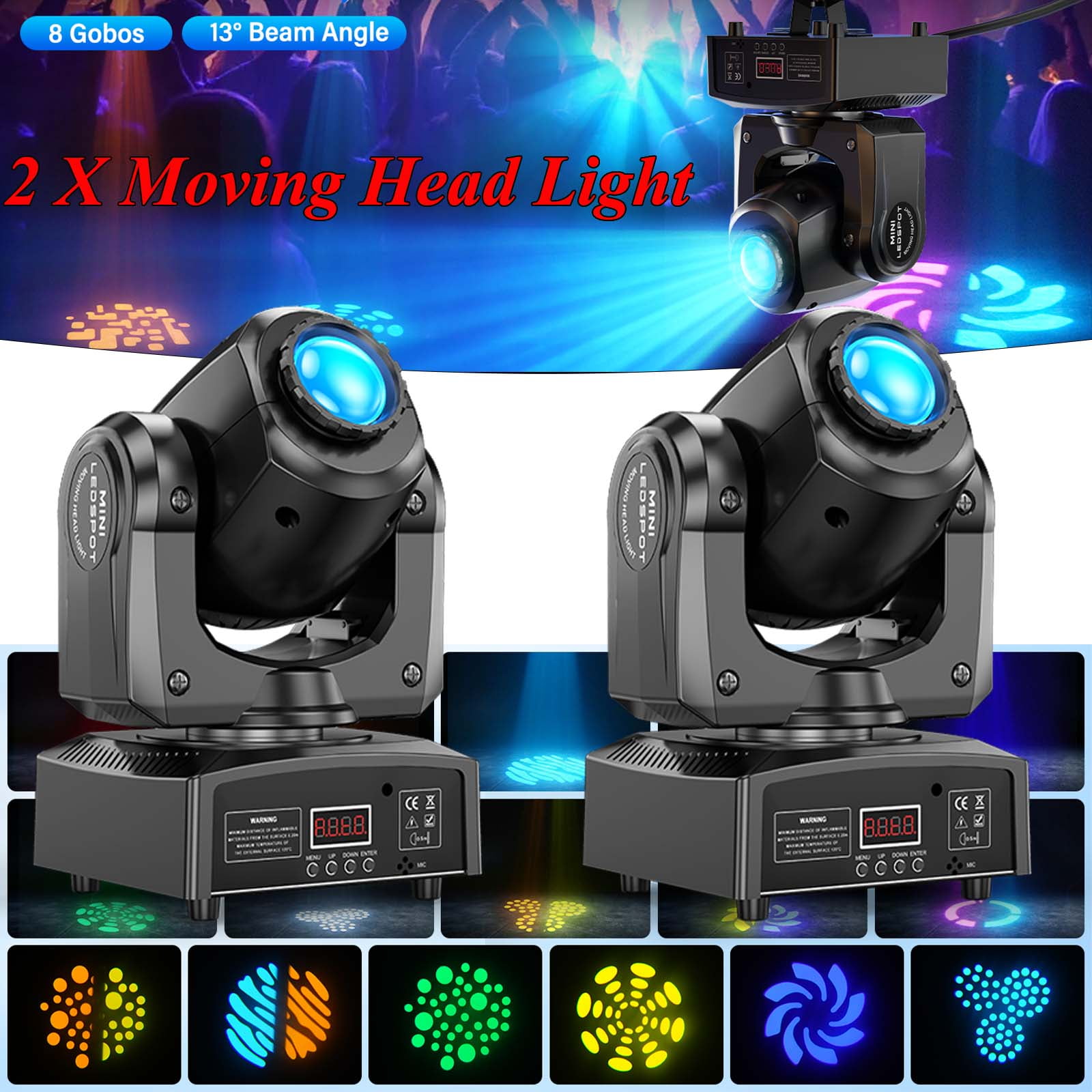 Stage Lights Moving Head Lights 8 Gobos 8 Colors 11 Channels 120W ...