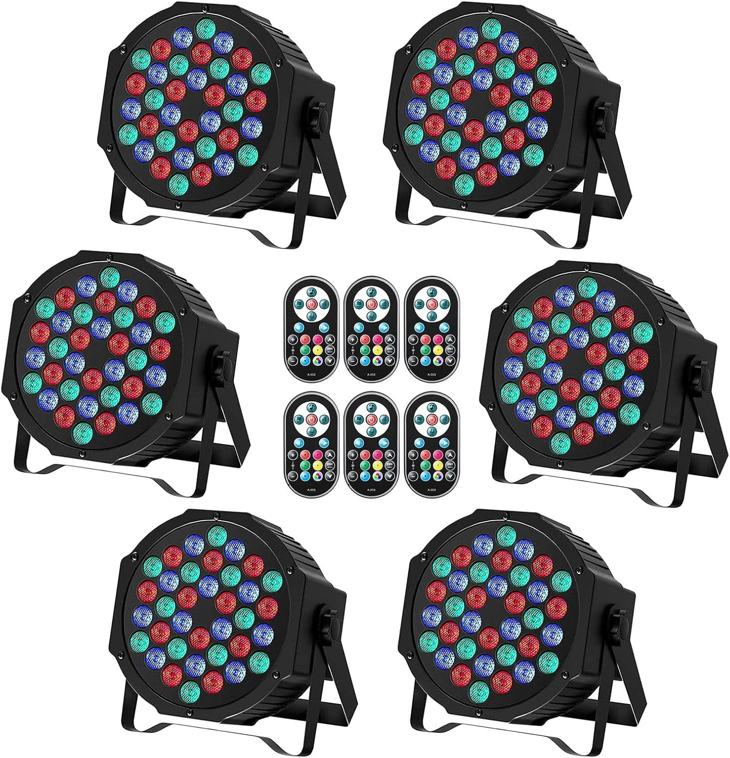 Stage Lights, U`King 6 Packs 36LED RGB LED Par Lights, 7 Channel DJ ...