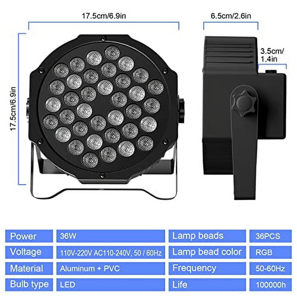 Stage Lights, U`King 6 Packs 36LED RGB LED Par Lights, 7 Channel DJ ...