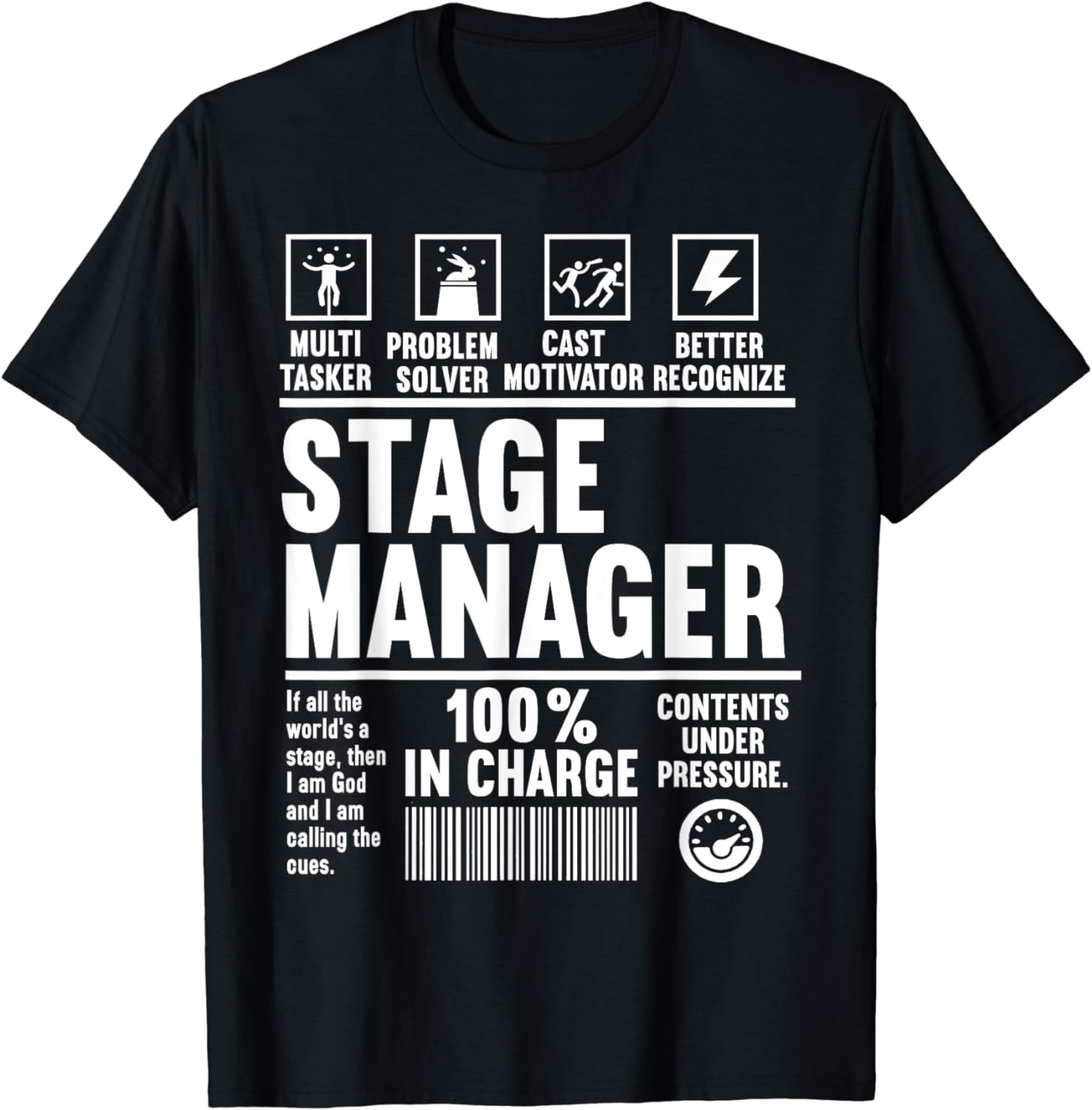 Stage Manager Stage Crew Theatre Tech Theater T-Shirt - Walmart.com