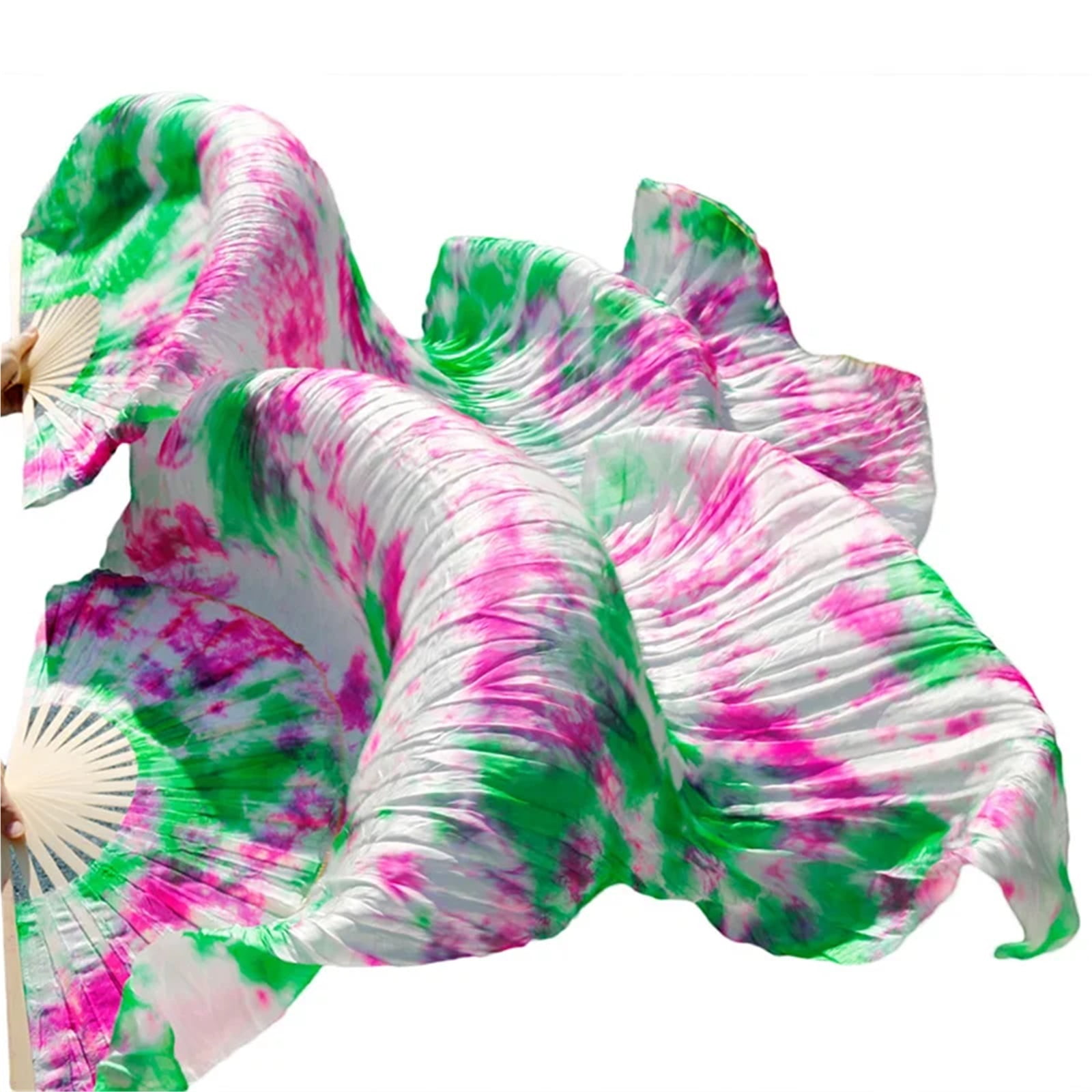 Stage Performance Dance Fans Silk Veils Colored Women Belly Dance Fan ...