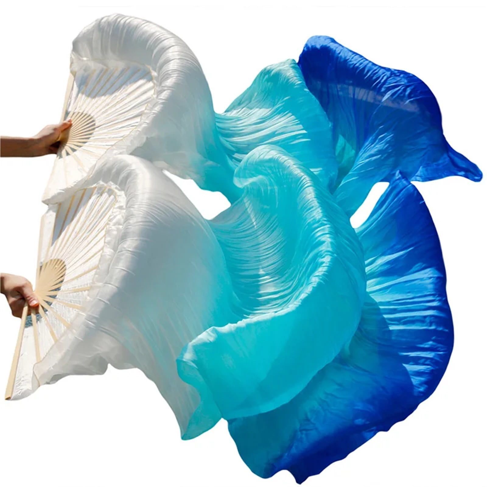 Stage Performance Dance Fans Silk Veils Colored Women Belly Dance Fan ...