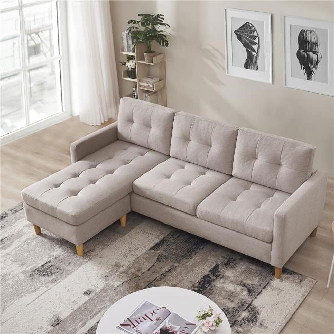 "Stagecoach 87"" Modern, L-Shaped Modular Sectional Sofa & Ottoman with ...
