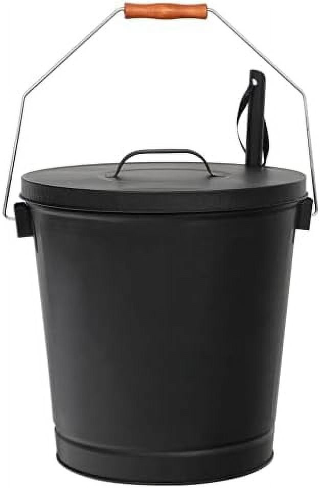 Stager Direct, 5 Gallon Black Ash Bucket with Lid and Shovel for ...