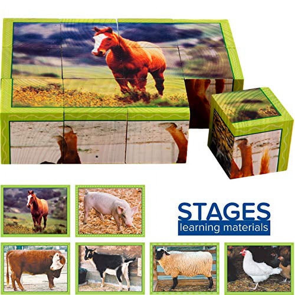 Stages Stages Learning Wooden Farm Animal Cube Puzzle For Preschool ...