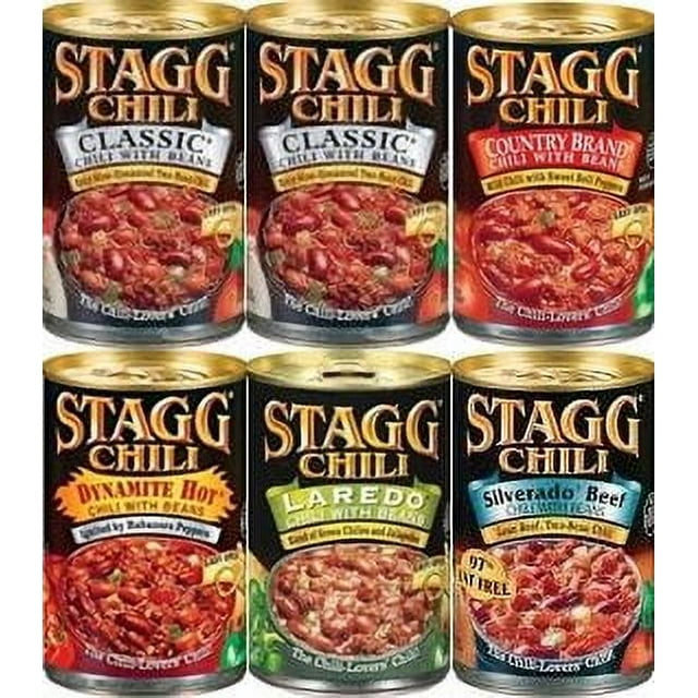 Stagg Chili with Beans Sampler Pack 15oz (Variety pack of 6 w/ 2 ...