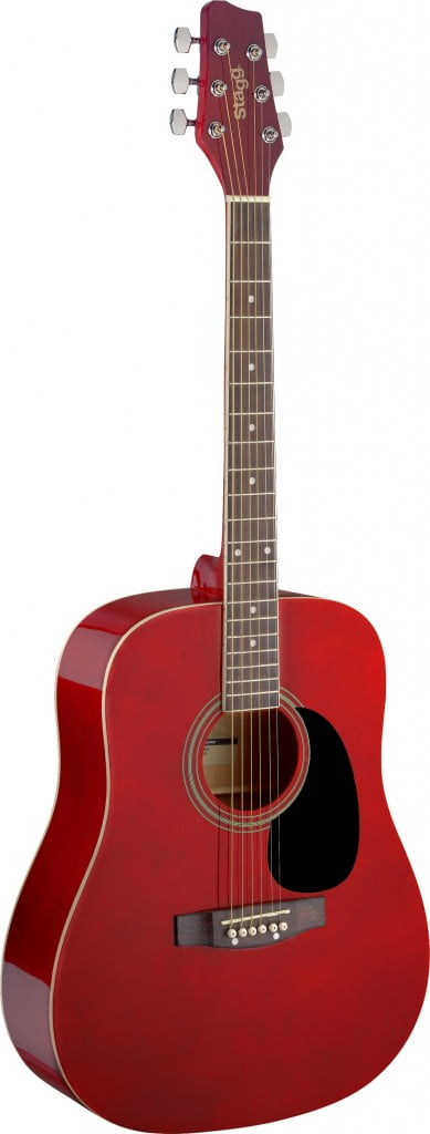 Stagg 22725 Dreadnought Acoustic Guitar - Red - Walmart Business Supplies